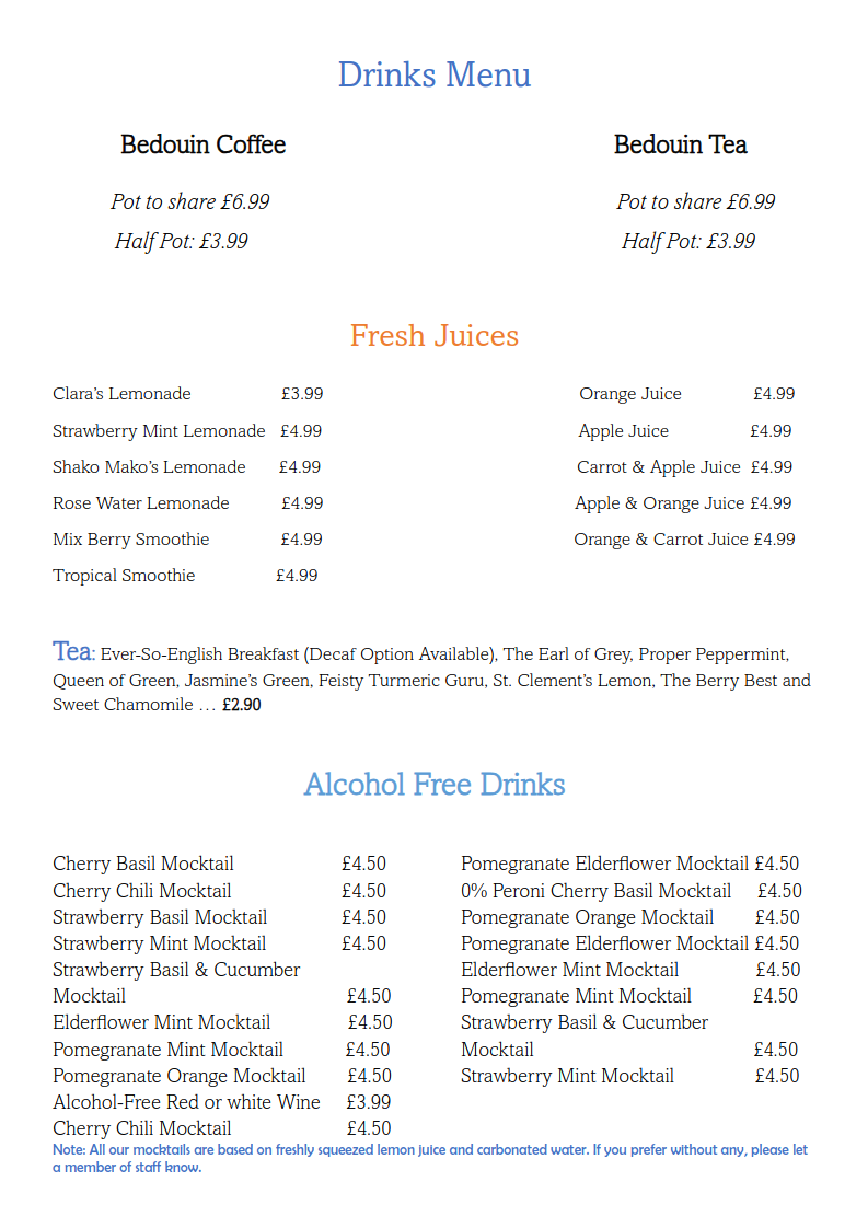 Menu - Shako Mako Café Norwich
